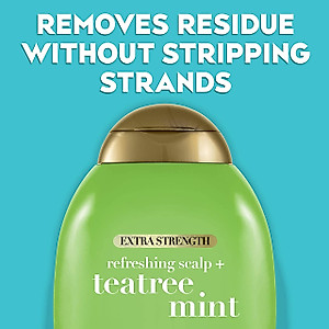 OGX Extra Strength Refreshing Scalp + Teatree Mint , Invigorating Scalp Shampoo with Tea Tree & Peppermint Oil & Witch Hazel, Paraben/ Sulfate-Free Surfactants, 13 fl oz