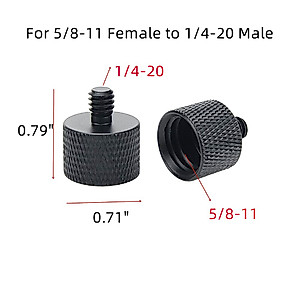 Dahszhi Mic Screw Adapter, Aluminum Alloy Thread Adapter 5/8-11 Female to 1/4-20 Male for Mic Stand, Camera Monitor, Tripod, Microphone Holder 4 Pack
