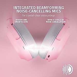 Razer Barracuda Wireless Gaming & Mobile Headset (PC, PlayStation, Switch, Android, iOS): 2.4GHz Wireless + Bluetooth - Integrated Noise-Cancelling Mic - 50mm Drivers - 40 Hr Battery - Quartz Pink