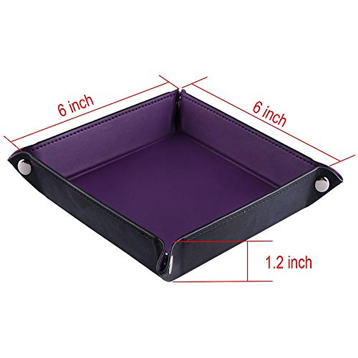 SIQUK 6 Pieces Dice Tray PU Leather Dice Rolling Tray Folding Square Holder for Dice Games, 6 Colors