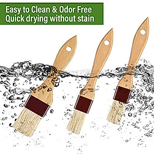 Basting Brush-Pastry Brush,Oil Brush for Cooking,Boar Bristles BBQ Brushes for Grill,Beech Wooden Handle Food Brush for Baking/Spreading Marinade/Sauce/Butter/Egg/Kitchen Baster Brushes(1.5 1 inch)