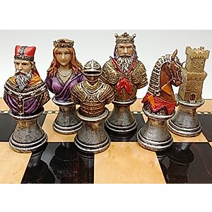 Medieval Times Crusades RED & Green Busts Set of Chess Men Pieces Hand Painted