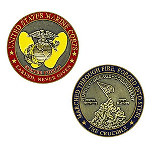 USMC Crucible Challenge Coin - Honoring The Dedication and Sacrifice of United States Marines-Disabled USMC Vet Owned Business