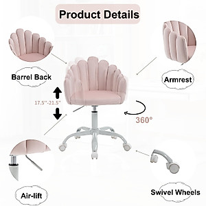 HEAH-YO Swivel Kids Chair Set of 1, Adjustable Kids Desk Chair with Armrest and Back, Cute Kids Task Chair with Wheels for Boys and Girls, Pink