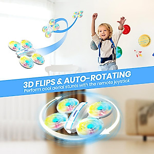 DEERC Mini Drone for Kids, D33 LED Remote Control Drone with 2 Batteries, Kids Drone with Auto Hovering, Headless Mode, 3D Flips and Throw to Go, Great Gift Toys for Boys Indoor Drone