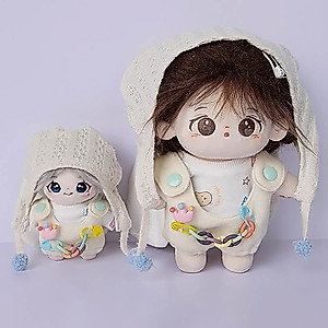 niannyyhouse 10cm 20cm Plush Doll Clothes Knit Cap T-Shirt Strap Pants Soft Stuffed Plush Toy Dress Up Accessories (Blue, 20cm)