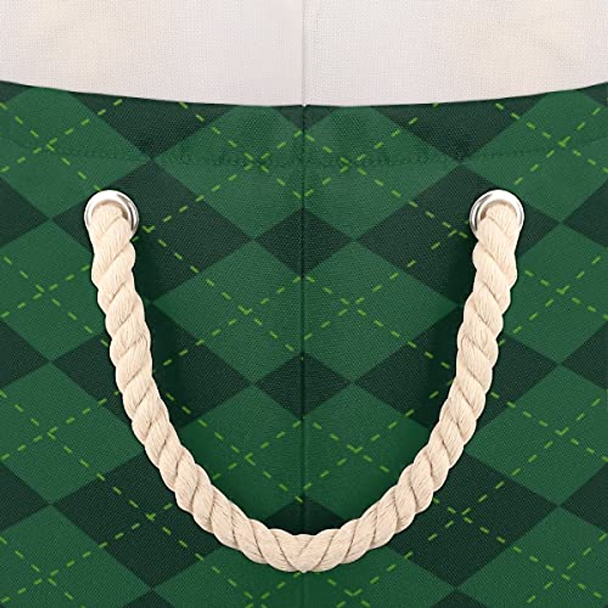 Green Clover Paid Background Large Round Baskets for Storage Laundry Baskets with Handles Blanket Storage Basket for Bathroom Shelves Bins for Organizing Nursery Hamper Girl Boy