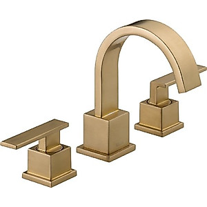 Delta Faucet Vero Widespread Bathroom Faucet 3 Hole, Gold Bathroom Faucet, Bathroom Sink Faucet, Metal Drain Assembly, Champagne Bronze 3553LF-CZ