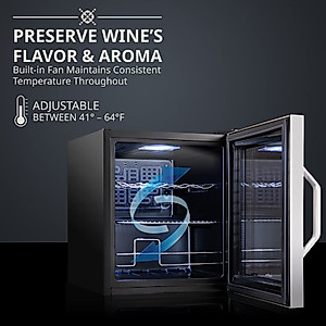 Ivation 12 Bottle Compressor Wine Cooler Refrigerator w/Lock | Large Freestanding Wine Cellar For Red, White, Champagne or Sparkling Wine | 41f-64f Digital Temperature Control Fridge Stainless Steel