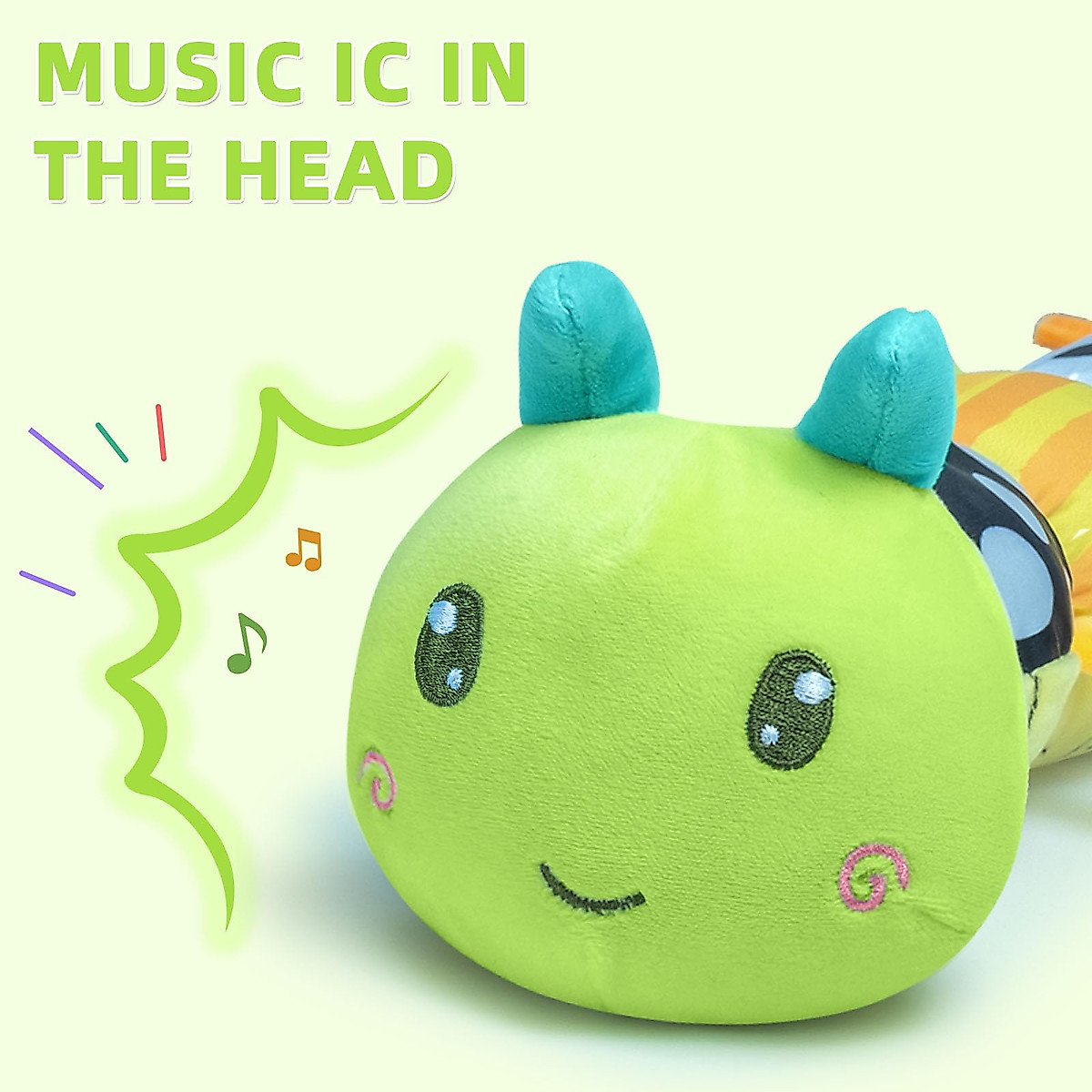 Baby Girl Toys 0-6 Months, Baby Soft Stuffed Animal Toys with Multi Textures,Rattle,Crinkle,Baby Girl Gift, Baby Girl Toys 6 to 12 Months,Infant 3 4 5 7 8 10 Months Old Baby Toys,Caterpillar-Green