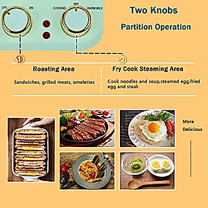 Mindore 3 in 1 Breakfast Station, Electric Retro Toaster Breakfast Machine Sandwich Maker with Detachable Non-stick Coating Plate,Stockpot with Glass Lid,Frying Pan, Household Breakfast Appliances