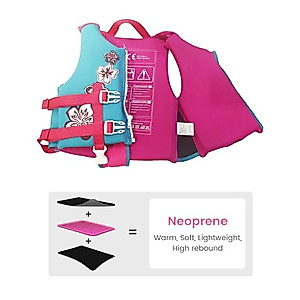 Zeraty Toddler Swim Vest Neoprene Kids Float Jacket Swimming Aid for Children with Adjustable Safety Strap Age 2-9+ Years/36-88Lbs