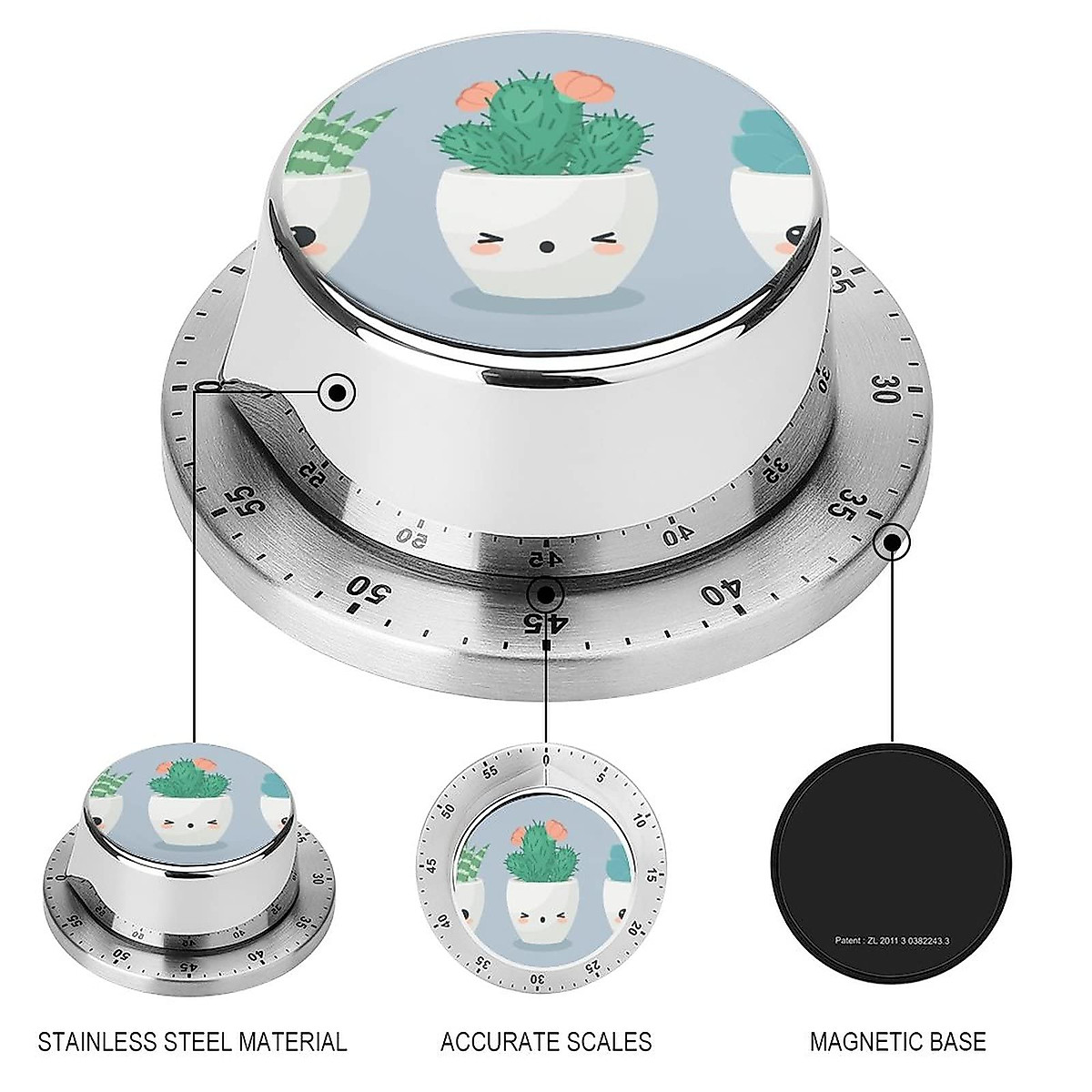 Kitchen Timer Succulent Plant Cactus Timer Magnetic Timer Mechanical Timer for Home Baking Cooking Oven