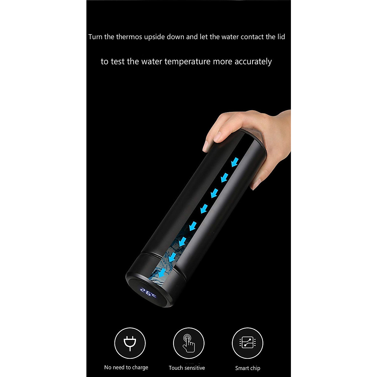 Hovico Intelligent Temperature Display Vacuum Insulated Water Bottle,Leak Proof, Stainless Steel Coffee Thermos,Keep Cold 12H Keep Warm 24H,17OZ (White)