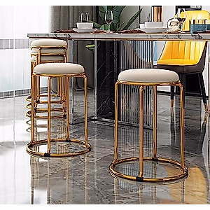 Technology cloth Bar Stool Backless Bar Stools Counter Stools Vanity Stools salon backless bar stools Round Stool Stackable Round Chairs Dining Chairs Set of 5 Pack,for Dinning,Kitchen,salon,Semina.