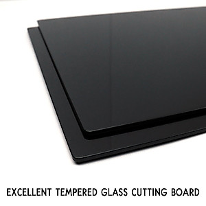 Tempered Glass Cutting Board Glass Cutting Boards for Kitchen,Clear Cutting Board for Countertop,Glass Palette for Oil Painting, Heat Resistant, Shatter Resistant (Black, Set of 2)