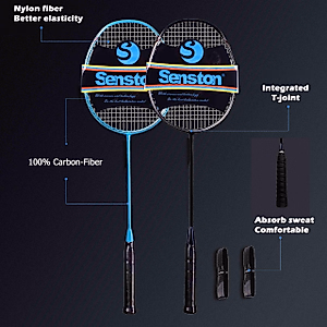 Senston N80-2 Pack Badminton Racquet, Professional Full Carbon-Fiber Badminton Rackets Set with Grip