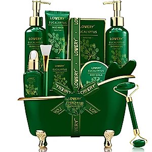 Birthday Gifts for Women and Men Who Have Everything, Eucalyptus Spa Gift Baskets for Women, Mom, 16pc Bath Gift Set for Birthday Gifts for Women, Body Self Care Set for Pampering & Relaxation Basket
