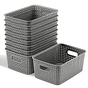 9 Pack Small Plastic Storage Baskets Durable Small Laundry Basket Organizer Bins Shelves Baskets for Kitchen Organization Countertops Desktops Cabinets Bedrooms Bathrooms, ‎8.7x 5.8x3.6 Inches