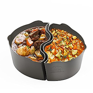 PotDivider Silicone Slow Cooker Liners Insert Fit for 8 QT Oval Crockpot Reusable Two-in-One Slow Cooker Divider - Leakproof and Dishwasher Safe Slow Cooker Accessories