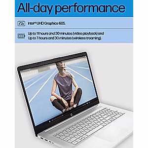 HP 17" Laptop, Intel Pentium Silver N5030 Processor, Intel UHD Graphics 605, 4 GB RAM, 256 SSD, Windows 11 Home in S Mode (17-cn0030nr, Natural Silver)