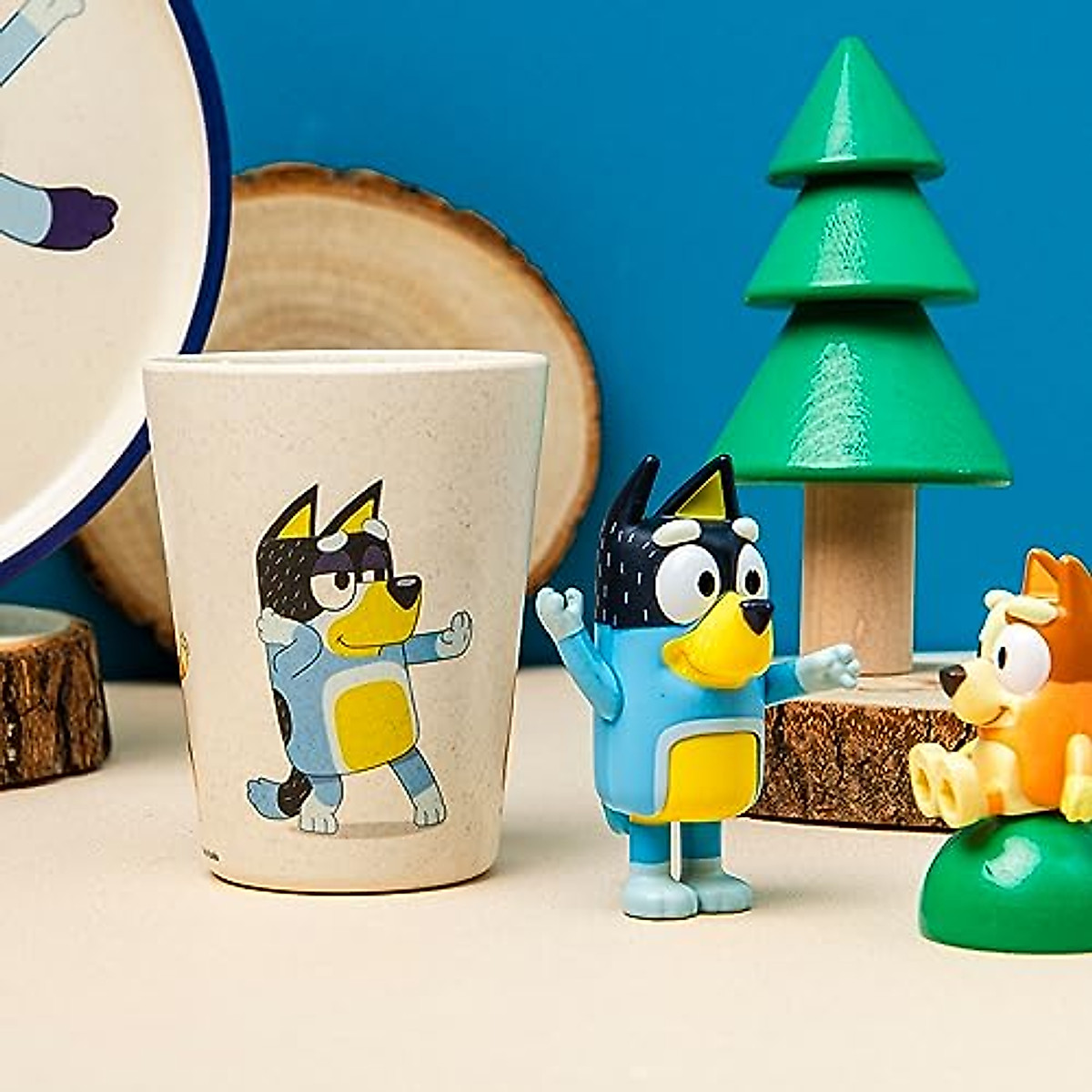 Zak Designs Bluey Kids Dinnerware Set 3 Pieces, Durable and Sustainable Melamine Bamboo Plate, Bowl, and Tumbler are Perfect For Dinner Time With Family (Bluey, Bingo, Bandit, Chilli)