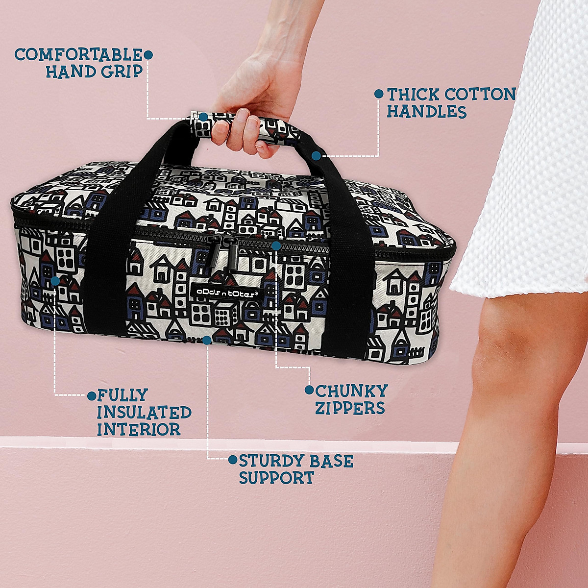 ODDS N TOTES Insulated Food Carrier, Casserole Carrier for Hot or Cold Food, Insulated Casserole Carrier, Casserole Dish Carrier