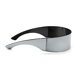 In Touch With Style Futuristic Shield Sunglasses Monoblock Cyclops 100% UV400 (Silver Gray, UV400)
