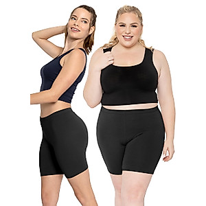 STRETCH IS COMFORT Women's Cotton Biker Shorts Black Large