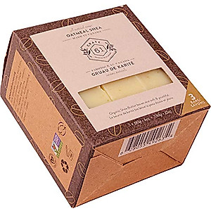 Crate 61, Handmade in Canada, Plant Based Cold Process Natural Bar Soap For Face And Body, With Premium Essential Oils, Eucalyptus & Peppermint For Men And Women 3 Pack (Oatmeal Shea (Unsented))