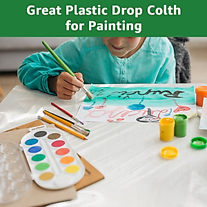 10 Pieces Plastic Sheeting Drop Cloth for Painting - 9x12 Feet Painters Plastic Sheet - Waterproof Dustproof Sheets for Floor/Couch Cover