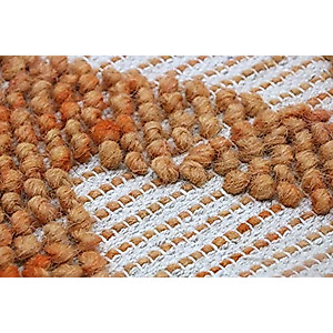 Woven St Wool Area Rug | Carpets Suitable For Living Room, Bedroom, Dining Room, Home Décor | Luxurious Handcrafted Traditional Rugs | Non-Skid | Combination Of Wool & Cotton | 2’ x 3’ | Stripe Orange