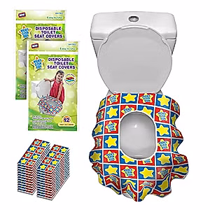Toilet Seat Covers Disposable - 24 Large Waterproof Potty Covers for Toddlers, Kids, and Adults by Mighty Clean Baby - 2 Packs of 12 Covers