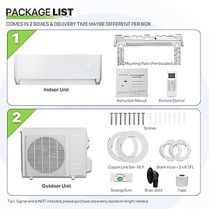 Magshion 12000 BTU Mini Split AC/Heating System with 1 Ton Pre-Charged Heat Pump, 22 SEER2 115V Wifi Enabled Wall Mounted Inverter AC - Cools Rooms up to 550 Sq. Ft, Installation Kits Included