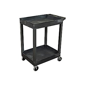 LUXOR SEC11-B 24" x 18" Plastic Utility Tub Cart - Two Shelf-Black