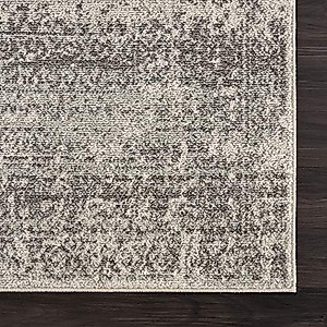 Bloom Rugs Vintage Geometric Cream Gray Area Rug - Boho Distressed 5x7 Rug for Living Room, Bedroom and Kitchen (5'3" x 7'6")