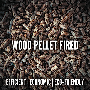 90,000 BTU Stainless Steel Outdoor patio Heater, 12 Ft Heating Radius, Wood Pellet Fired (Big Timber Elite | Revere Edition))