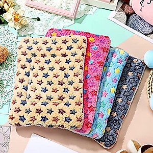 4 Pack Guinea Pig Bed Mat Bedding for Cage with Cute Prints Fleece Cats Dog Crate Kennel Pad Mat for Small Animal Bed Hedgehogs Bunny Ferrets Hamster Pet Pad Liner (Little Star,13 x 10 Inch)
