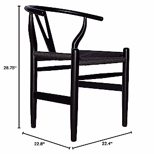 Amazon Brand - Stone & Beam Classic Wishbone Dining Chair, 22.4"W, Black / Black