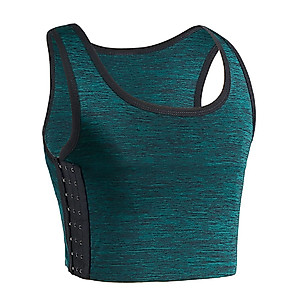 JARAZIN Women Tomboy Elastic Band Colors Chest Binder Tank Top (Medium, Green)