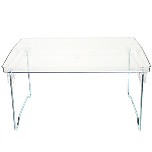 Desk Cup Holder Clear Lap Desk Folding Acrylic Bed Tray Countertop Storage Rack Clear Laptop Stand Bed Desk Table for Reading Eating Writing Kitchen Bathroom Storage Holder