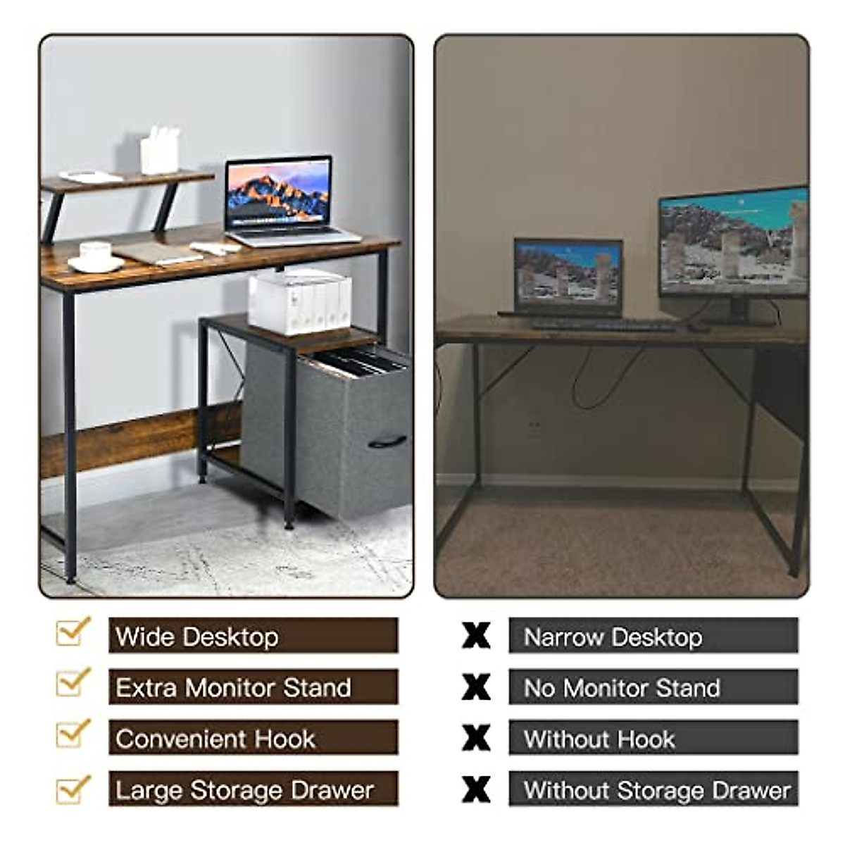 ZHAOLEI Computer Desk Writing Workstation W/Movable Storage Rack & Shelf for Home Office