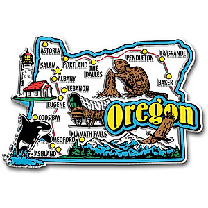 Oregon Jumbo State Magnet by Classic Magnets, 4" x 2.6", Collectible Souvenirs Made in The USA