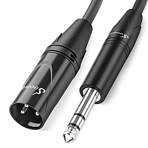 Sovvid Male XLR to 1/4 (6.35mm) TRS Jack Balanced Microphone Cable 6FT, TRS to XLR Male Cable Mic Cord for Dynamic Microphone