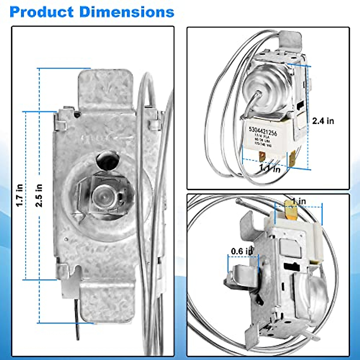 prime&swift 241537103 5304421256 Refrigerator Temperature Control Thermostat Replace AP2151609,PS472524,241537101,5304445058,5304458021
