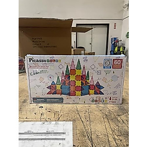 PicassoTiles 60 Piece Magnetic Building Block Mini Diamond Series Travel Size On-The-Go Construction Toy Set STEM Learning Kit Educational Playset Child Brain Development Stacking Blocks PTM60