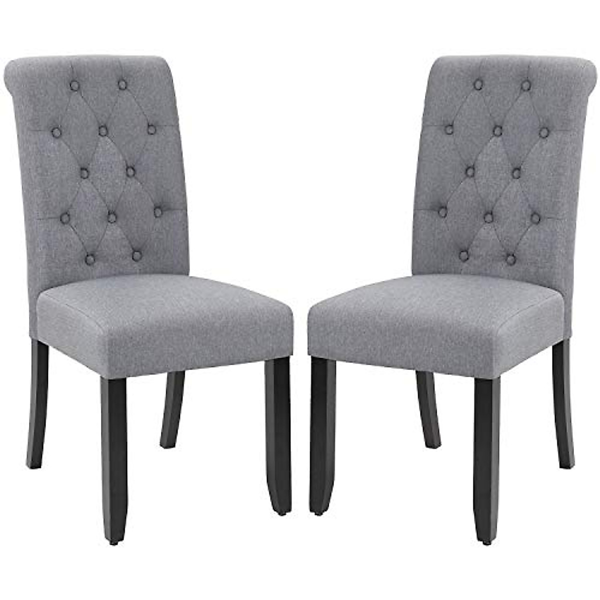 VICTONE Dining Chair Fabric Tufted Upholstered Design Armless Chair Set of 2 (Grey)