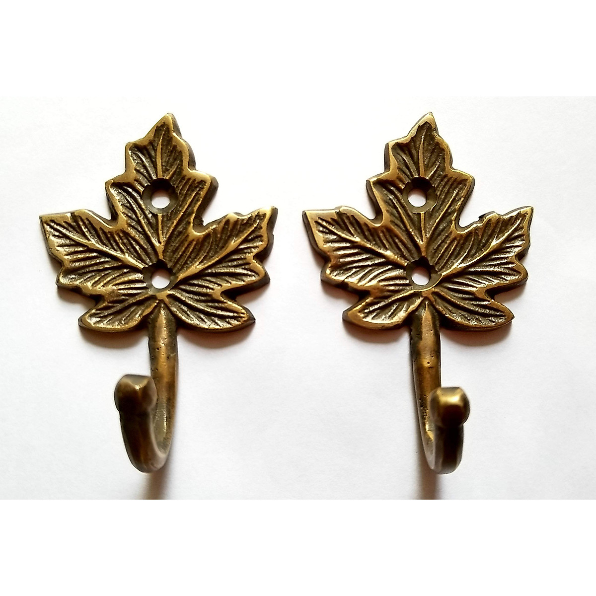 2 Maple Leaf Coat Hat Towel Hooks Rustic, Cabin, Country Hooks 3" Long #C18