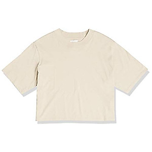 The Drop Women's Sydney Short-sleeve Cropped Crew Neck T-shirt, Sand, M