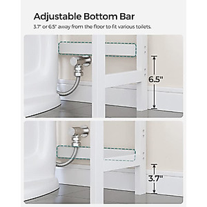 SONGMICS Over The Toilet Storage, 3-Tier Bamboo Over Toilet Bathroom Organizer with Adjustable Shelf, Fit Most Toilets, Space-Saving, Easy Assembly, White UBTS01WT